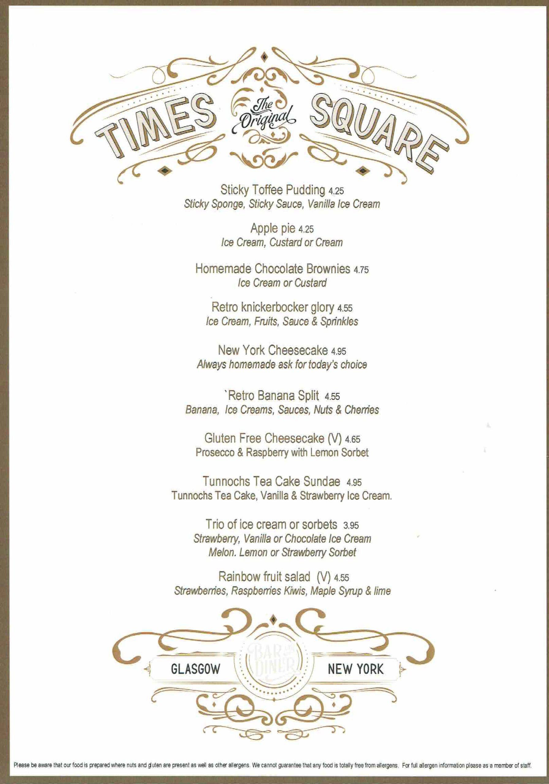 Menu - Times Square Bar & Diner