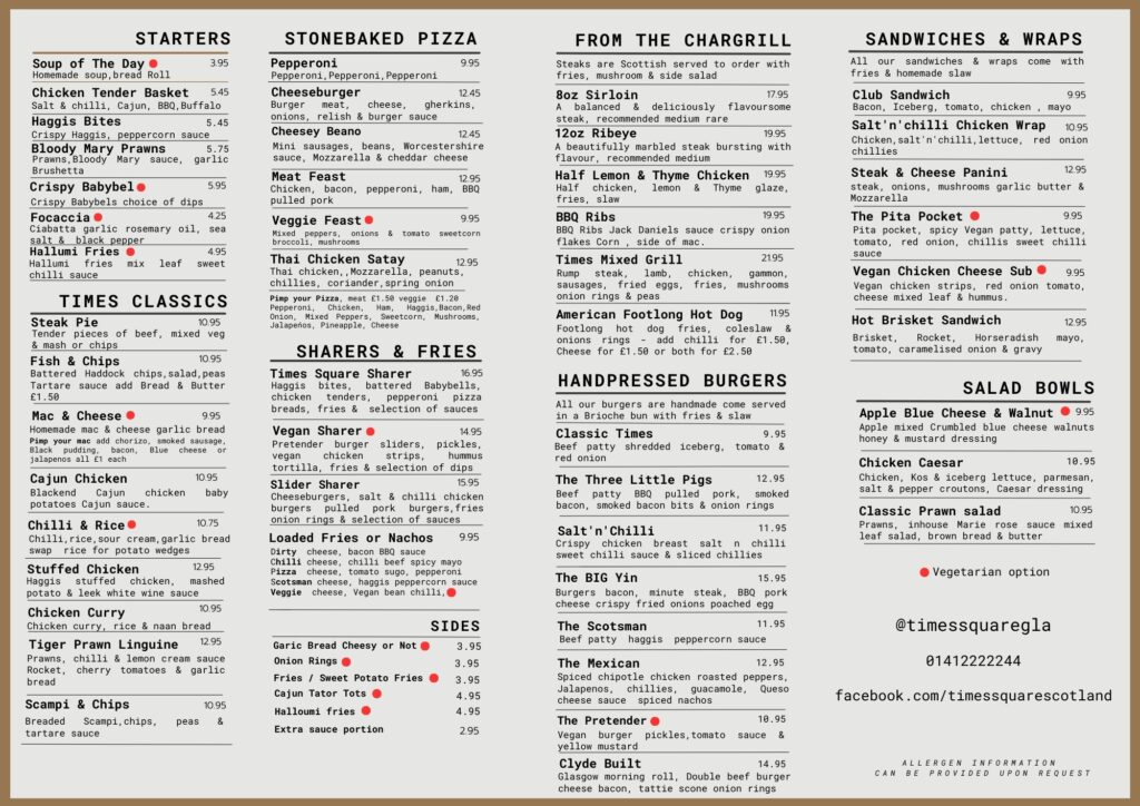 Menu - Times Square Bar & Diner