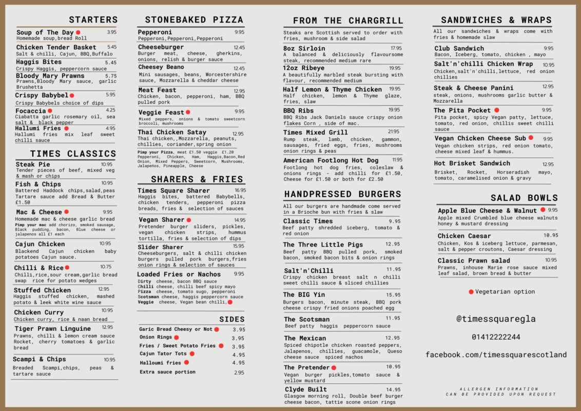 Menu - Times Square Bar & Diner